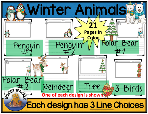 Winter Animal Writing Papers - Penguins, Polar Bears, Reindeer and More ...