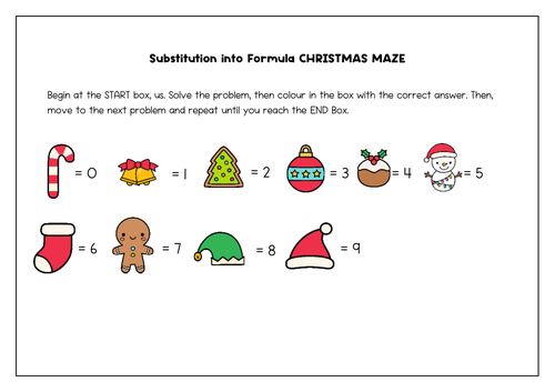 Navigate The Christmas Math Maze: Substitution into Formula For Festive ...