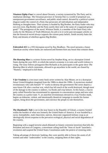 Dystopian Fiction Conventions | Teaching Resources