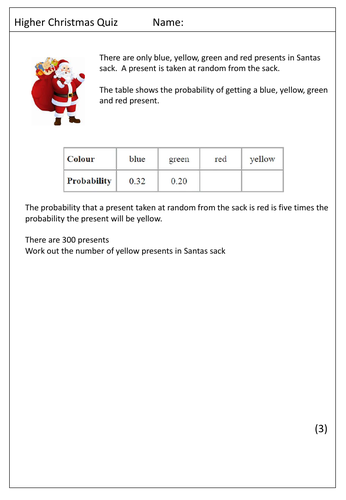 Christmas Probability | Teaching Resources