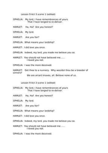 Hamlet Act 3 Scene 1 | Teaching Resources