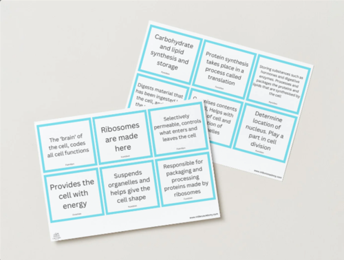 cell organelle card sort activity | Teaching Resources