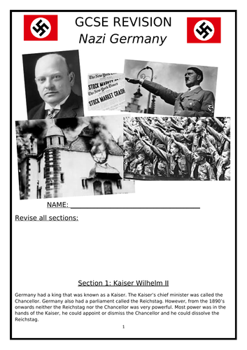 GCSE History SOW - Nazi Germany - Edexcel GCSE | Teaching Resources
