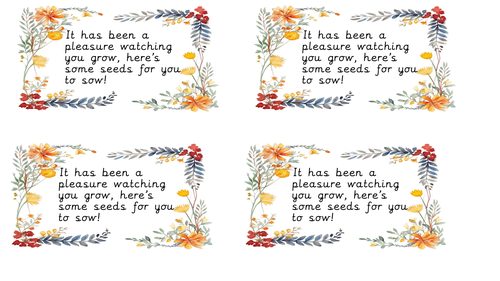 End of Year Gift Label for Flower Seeds | Teaching Resources