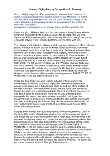 Fiction Extract Analysis 1984 | Teaching Resources