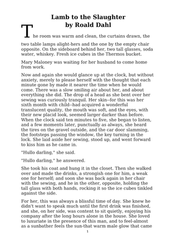 Lamb to the Slaughter | Teaching Resources