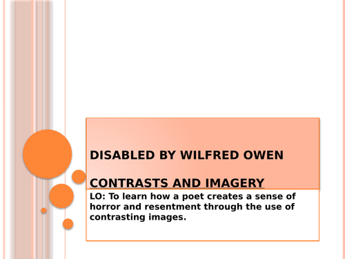 Disabled Wilfred Owen | Teaching Resources
