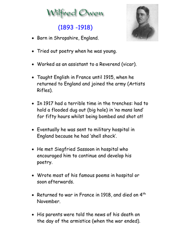 Disabled Wilfred Owen | Teaching Resources