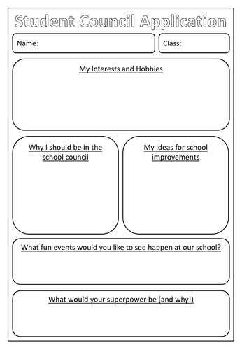 Child Friendly Student Council Application Form / Letter (much more ...