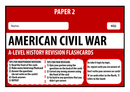 Flashcards 1: History AQA 2J America: A Nation Divided, c1845–1877 ...