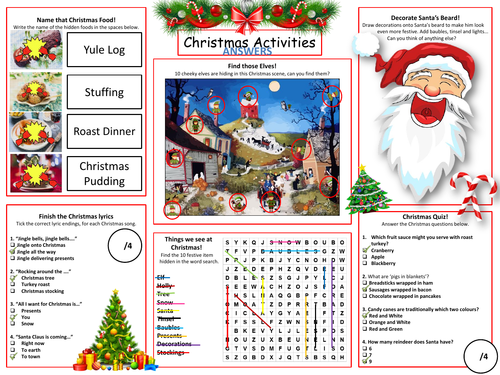 Christmas Activity Worksheet | Teaching Resources