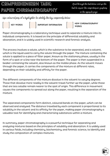 Paper Chromatography Practical (Lesson & Worksheet) | Teaching Resources