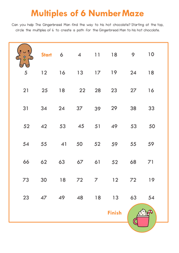 Christmas Themed Maths Maze-multiples of 6 | Teaching Resources