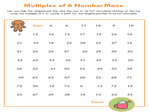 Christmas Themed Maths Maze-multiples of 6 | Teaching Resources