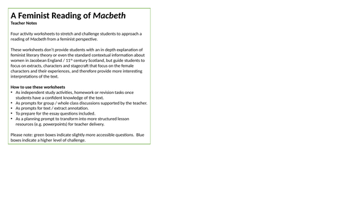 A Feminist Reading of Macbeth | Teaching Resources