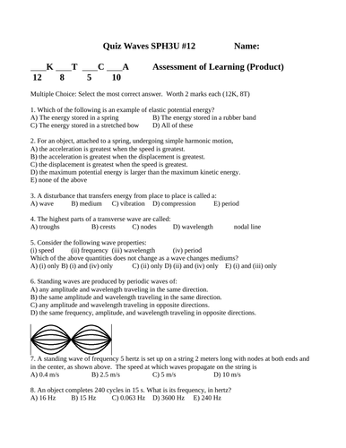 FULL YEAR TEST PACKAGE Grade 11 Physics TESTS WITH ANSWERS (20 ...