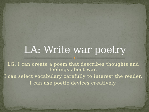 War Poetry | Teaching Resources
