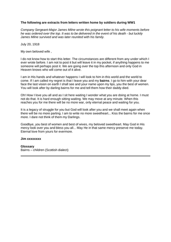 Trench Letters | Teaching Resources