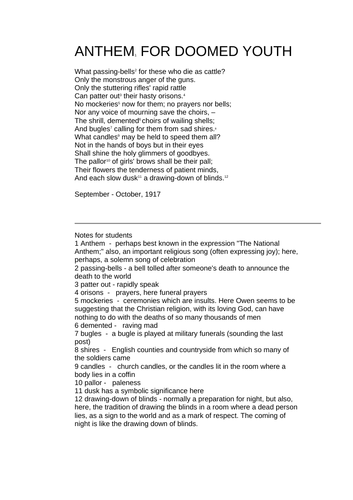 Anthem For Doomed Youth | Teaching Resources