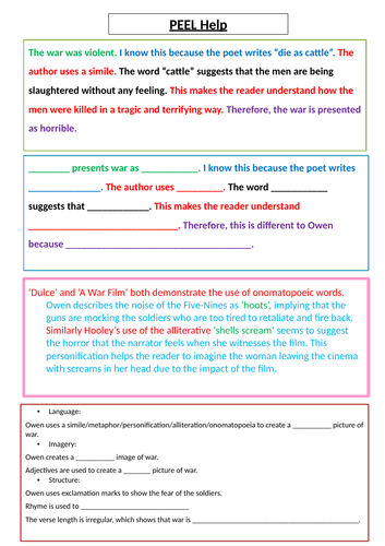 Reading Assessment War Poetry | Teaching Resources