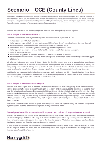 Safeguarding Scenario - CCE County Lines | Teaching Resources