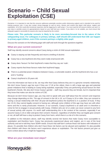 Safeguarding Scenario - Child Sexual Exploitation (CSE) | Teaching ...