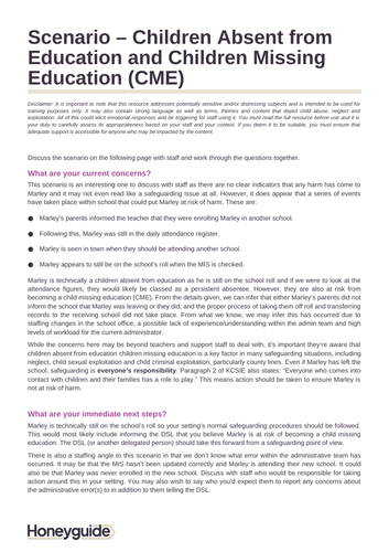 Safeguarding Scenario - Child Missing Education (CME) | Teaching Resources