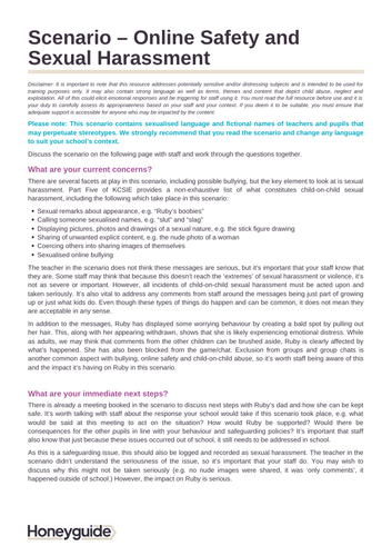 Safeguarding Scenario Online Safety And Sexual Harassment Teaching Resources