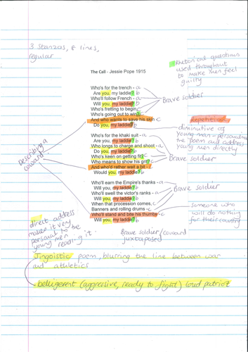 War Poetry The Call | Teaching Resources
