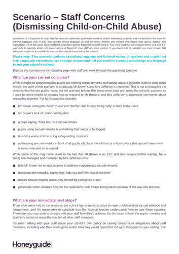 Safeguarding Scenario - Staff Concerns | Teaching Resources
