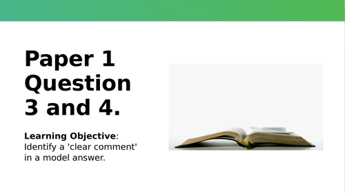 AQA GCSE English Language Paper 1 Questions 3 and 4 | Teaching Resources