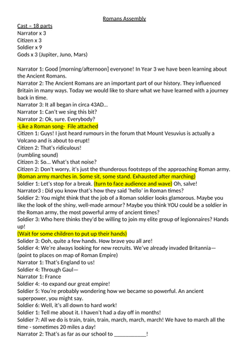 Romans Assembly Script Year 3/4 - small class | Teaching Resources