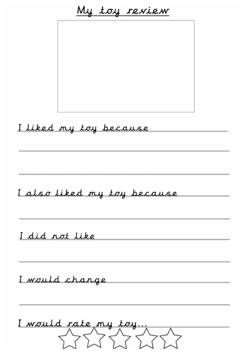 Toy review template with sentence prompts | Teaching Resources