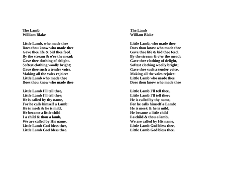 The Lamb William Blake | Teaching Resources