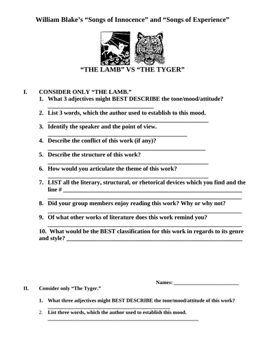 The Lamb William Blake | Teaching Resources