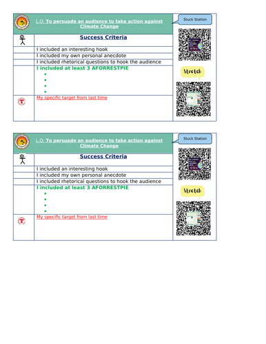 Success Criteria for persuasive writing speech | Teaching Resources