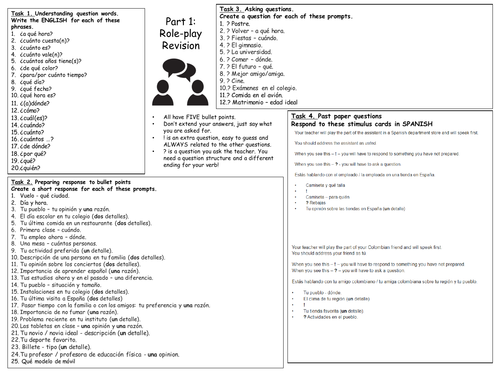 GCSE Spanish (AQA 2018) Skills Revision Mats | Teaching Resources