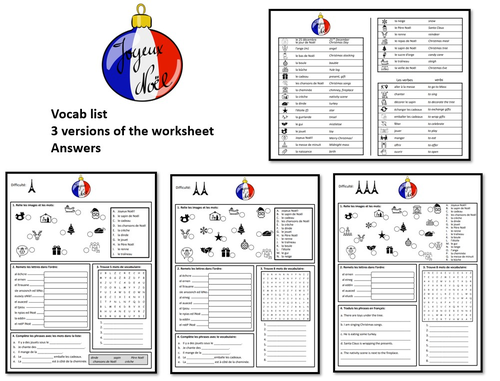 Noël- Vocab and Worksheet- KS3 French | Teaching Resources