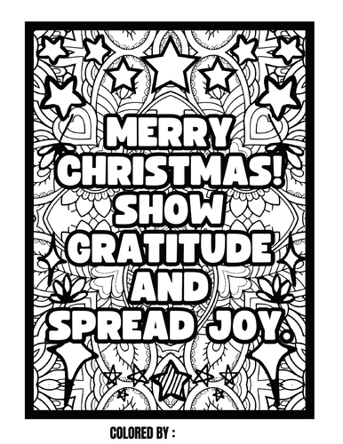 Merry Christmas Bulletin Board Craft, Thankful Saying, SEL Coloring ...