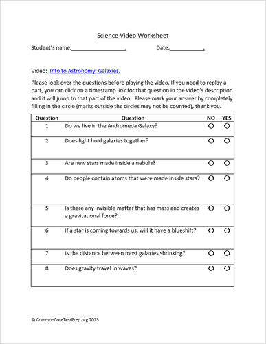 Astronomy Part 4: Galaxies. Video worksheet | Teaching Resources