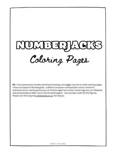 Numberjacks coloring sheets- Full page coloring sheets and flashcards ...