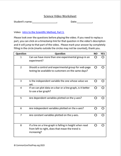 Scientific Method, Part 3. Video worksheet | Teaching Resources