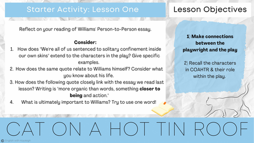 Cat on a Hot Tin Roof Full Unit Study | Teaching Resources