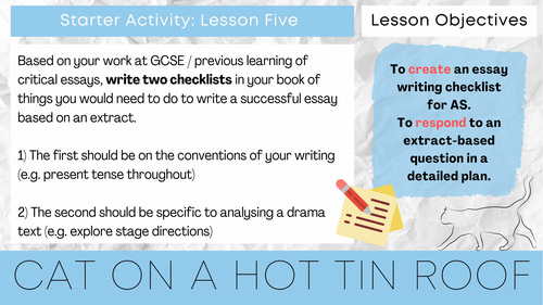 Cat on a Hot Tin Roof Full Unit Study | Teaching Resources