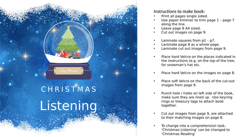 Christmas Listening velcro book, ASC, KS1 | Teaching Resources