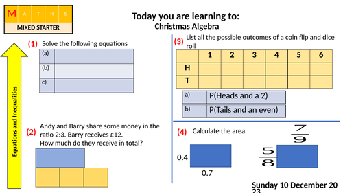 Christmas Algebra | Teaching Resources