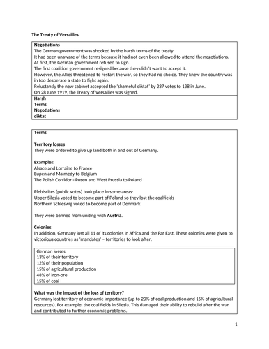 The Treaty of Versailles – Germany Part 1 - IGCSE History – Paper 1 ...