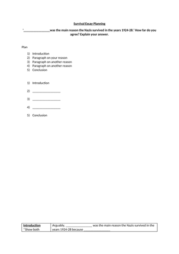 The Survival of the Nazis 1924-28 Essay Planning – Germany Part 3 ...