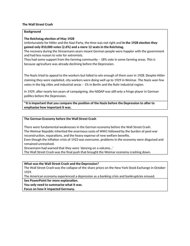 The Depression – Germany Part 3 - IGCSE History – Paper 1 | Teaching ...