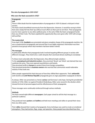 Propaganda & the Nazis' Rise to Power 1929-33 – Germany Part 3 - IGCSE ...